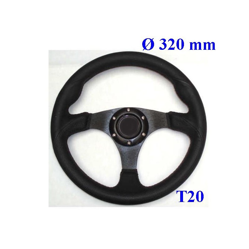 Volant ø320mm tulipé 20 cuir branches noires avec klaxon - POLYCAR ...